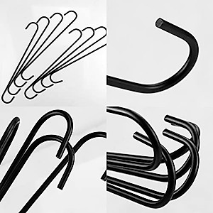 Bercoor 8 Pack 11.8 inch Extra Large S Hooks Black Heavy Duty Plant Hanging Hooks Long S Shaped Extension Hooks for Kitchenware, Pots, Utensils, Plants, Wardrobe, Gardening Tools, Clothes