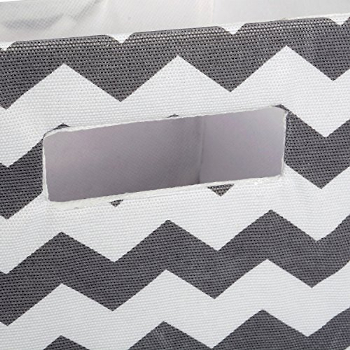 DII Hardsided Polyester Trapezoid Storage Bin, Chevron, Gray, Medium
