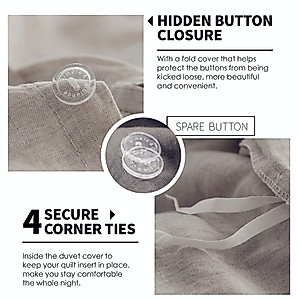 Simple&Opulence 100% Linen Duvet Cover Set 3pcs Basic Style Natural French Washed Flax Solid Color Soft Breathable Farmhouse Bedding with Button Closure - Linen, California King