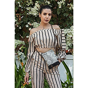 Myra Bag Leafy Upcycled Canvas & Leather Crossbody Bag S-1466