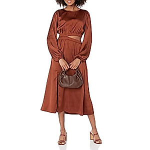 The Drop Women's Jacob Long Sleeve Cut Out Midi Dress, Tortoise Shell, XXL, Plus Size