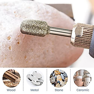 THEKBS 24Pcs Stone Carving Set Diamond Burr Set, Rotary Grinding Burrs Engraving Bits Set with 1/8-inch Shank Universal Fitment Rotary Tool Accessories for Carving, Grinding, Polishing, Engraving