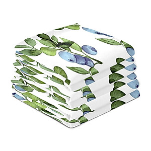 ALAZA Blueberries Decorative Kitchen Dish Towels Set of 4,Soft and Absorbent Kitchen Hand Towels Home Cleaning Towels Dishcloths,18 x 28 Inch