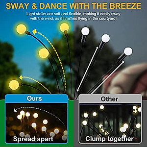 Solar Garden Lights - 4 Pack 10 LED Solar Powered Firefly Lights Solar Outdoor Waterproof New Upgraded Swaying Outdoor Garden Lights for Landscape Pathway Patio Yard Walkway Decorations | Warm White
