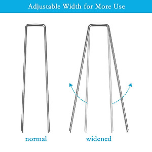 RAOOKIF 12 Inch Galvanized Garden Landscape Staples Stakes, 20/50/100/200Pcs Garden Metal Stakes, 11 Gauge Heavy Duty Ground Stakes for Decoration, Fence Stakes Lawn Stake, Fabric Pins (20, 12 Inch)