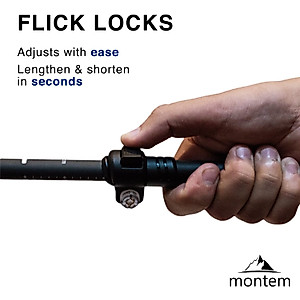 Montem Ultra Strong Trekking, Walking, and Hiking Poles - One Pair (2 Poles) - Collapsible, Lightweight, Quick Locking, and Ultra Durable (Black Matte)