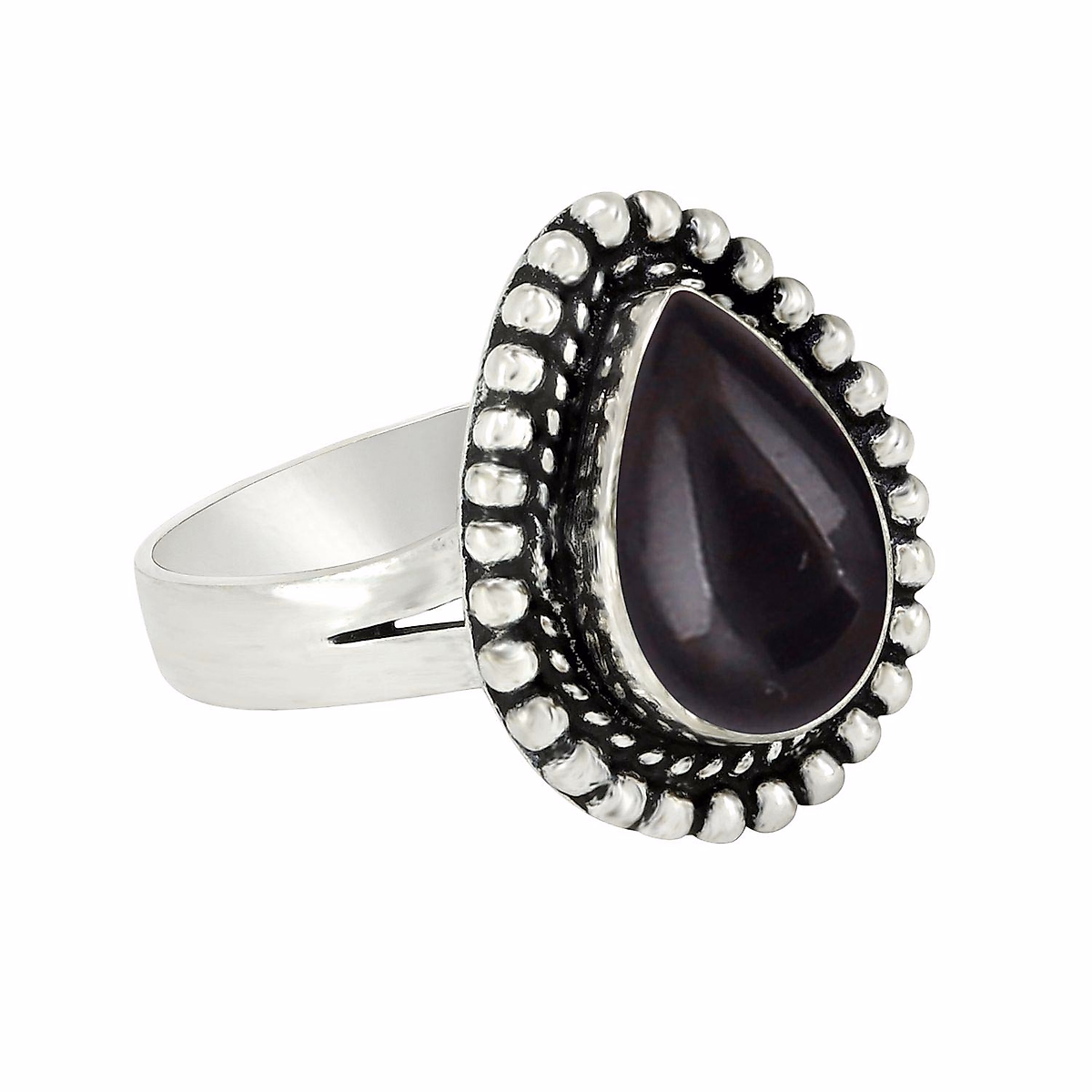 5.07Cts Solitaire Natural Black Onyx 925 Silver Plated Ring Size 9 For Women, Handmade Black Stone July Birthstone Ring Jewelry Gift For Women Mom Wife