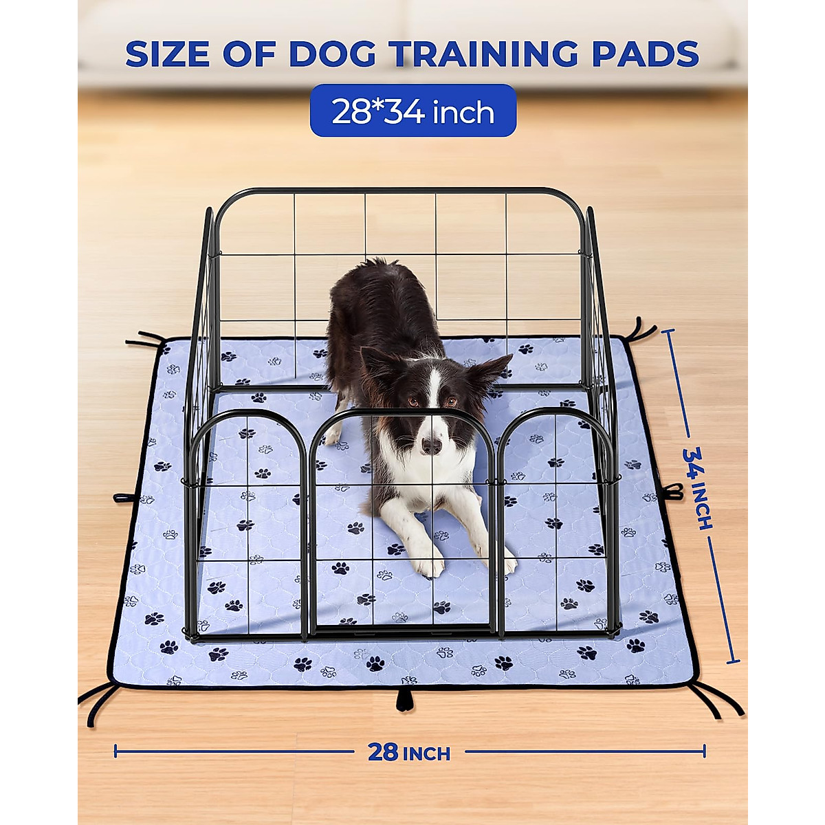 Fostanfly Washable Pee Pads for Dogs, 2 Pack 28''*34'' Large Ultra-Absorbent and Leak-Proof Reusable Potty Training Pads Puppy Pads Dog Pee Pads for Dogs and Cats of Add 8 Lanyards