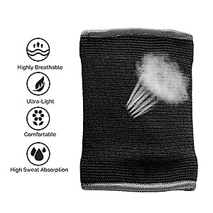 NeoTech Care Wrist Band Support Sleeve - Elastic & Breathable Knitted Fabric Compression Brace - for Tennis, Gym, Sport, Tendonitis - Black Color (Size L, 1 Unit)