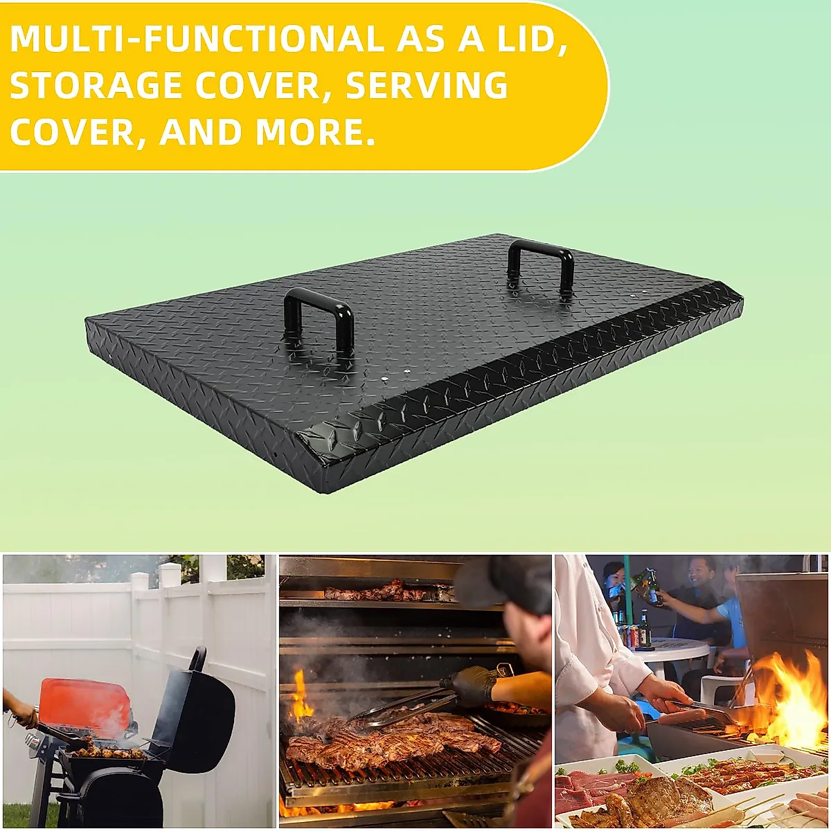 HECASA Griddle Hard Top Lid Black Grill Cover with Handle Outdoor Home BBQ Hood for 36" Front or Rear Grease Griddle 36 Inch