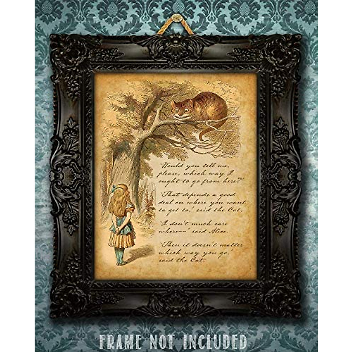 Alice in Wonderland Prints - 11x14 Unframed Wall Art Print Poster - Perfect Alice in Wonderland Gifts and Decorations (Alice Speaks to Cheshire Cat)