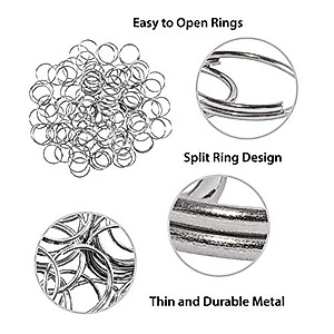 100 Piece Mini Stainless Steel Split Rings Connectors for Arts & Crafts, Chandelier, Necklaces, Homemade Jewelry Making, DIY Keychains, Crystal Garlands, and Curtain Suncatchers (12mm)