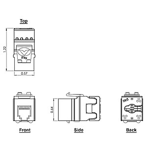 ICC Voice Grade Telephone Keystone Jack with Slim Profile 180 Degree Punch Down, 6P6C RJ11, UL Listed TAA Compliant for Wall Plate or Patch Panel, Works with JackEasy Termination Tool, Black