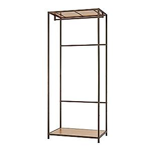 TRINITY Garment Rack with Bamboo Shelves for Clothing Storage, Closet Organization for Home, Apartment, Bedroom, Dorm Room and More, Modular Design, Bronze Poles, 30” W x 20” D x 72” H