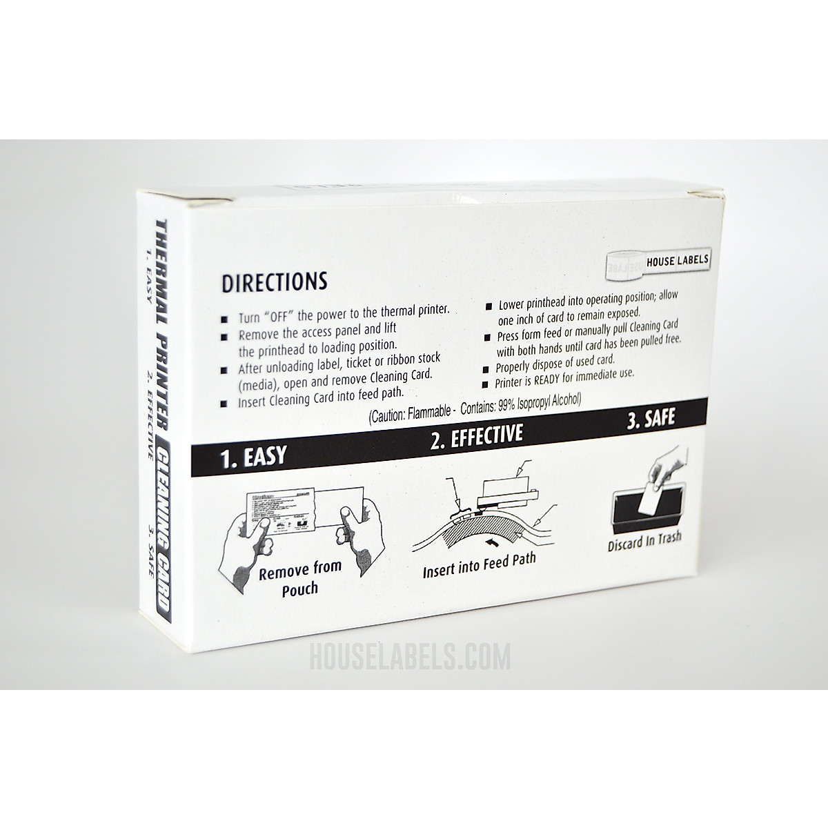 HouseLabels 2.1" x 3.425" Thermal Printer Cleaning Cards for Printheads Compatible with DYMO, Brother, Zebra and Other Thermal Printers, 1 Box of 25 Cleaning Cards