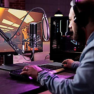 TONOR USB Gaming Microphone, PC Streaming Mic Kit for PS4/5/Discord/Twitch Gamer, Condenser Studio Cardioid Microfono for Podcasting, Recording, Content Creation, Singing with Adjustable Arm Stand Q9