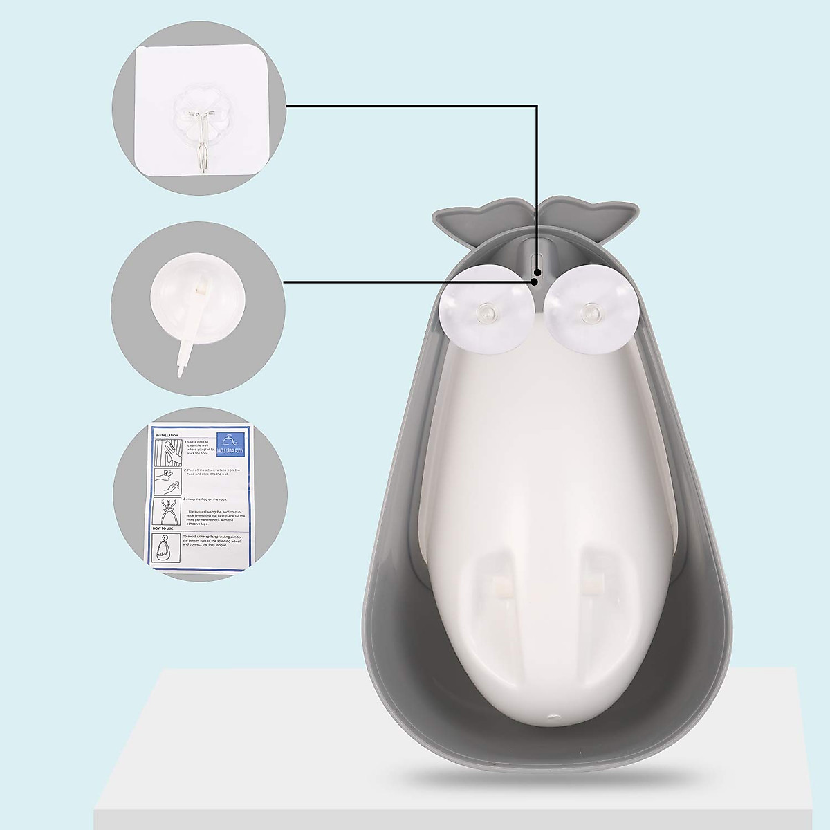 Whale Potty Training Urinal for Boys Urinal Pee Trainer，Toddler Toilet with Aiming Target - Gray