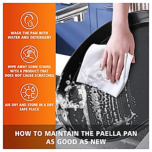 GRISUN Paella Pan 16 inches | Enameled Paella Pan for 8 Servings | Nonstick Pan for Authentic Spanish Dishes | Enameled Skillet Ideal for Restaurants and Home Cooking