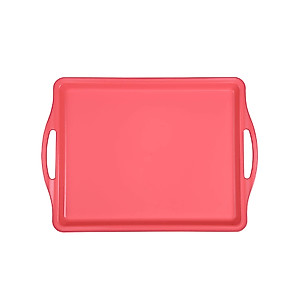 Mintra Home Durable Serving Tray (1pk, Salmon) - Platter with Handle 14in, Salmon, (Heavy Duty,Large Capacity Great for Kitchen, Wedding, Restaurant Indoor or Outdoor Picnic Camping