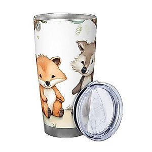 AYCZN Fox Couple 20 OZ Tumbler Stainless Steel Travel Coffee Mug, Fox Flower Insulated Water Bottle with Lid Leakproof Thermal Cup