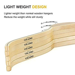 TOPIA HANGER Slim Natural Wood Hangers with Extra Soft Non-Slip Rubber Grips, 10-Pack High-Grade Fashion Hanger No Shoulder Bump for Sweater, Camisole, Jacket, Dress, Coat -CT15N