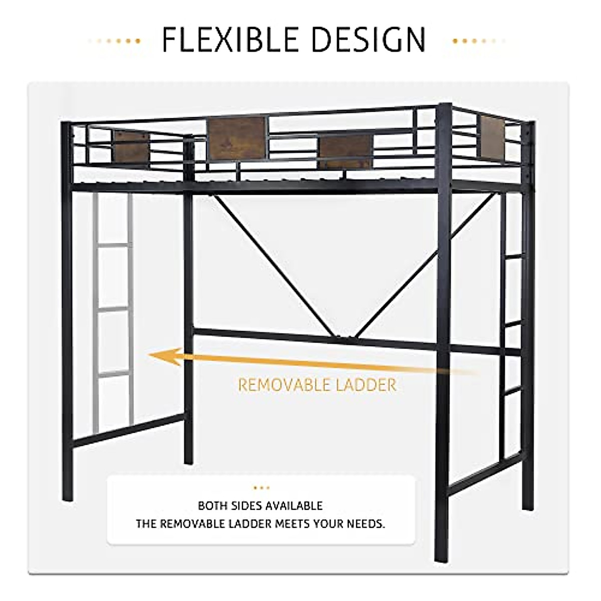 SHA CERLIN Metal Twin Loft Bed Frame with Stairs & Full-Length Guardrail, Space-Saving, Juniors and Adults, Noise Free, Black