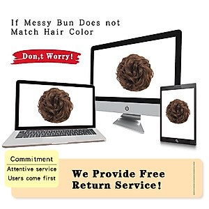 QIAORUIXIN Claw Clip in Hair Bun - Messy Curly Hairpieces Combs Add Ponytail - Synthetic Hair Extensions for Women (Light Brown).