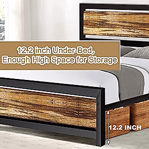 Aqgrj King Bed Frame, Platform Bed Frame King Size with Wood Headboard and 12 Strong Metal Supports,Easy Assembly, Noise-Free No Box Spring Needed