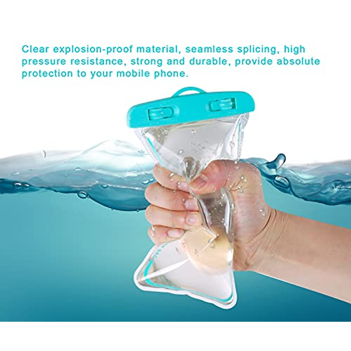Nothers Clear Universal Waterproof Cellphone Pouch Case,Phone Dry Bag, Lanyard, iPhone 13 12 Pro 11 Pro Max XS XR X 8 7 6SGalaxy S21 20Ultra S10 Note10 9,Up 7.5,2 Pack（Blue+Black）, 21*11.5*1.3cm