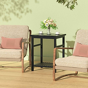 WTZ Nightstand, End Table, Bamboo Night Stand Bedside Table, Side Table for Bedroom Living Room Lounge, Space Saving, Easy to Assemble, NS-537 (1 Pack, Black)