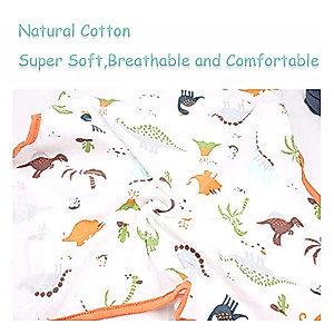 Hooyax Swaddle Blanket for Baby Boys and Girls, Cotton Swaddle Wrap Adjustable Sleep Sack for Newborn Baby, 3 Pack, Navy+Orange Stripe+Dinosaurs Small(0-3 Month)