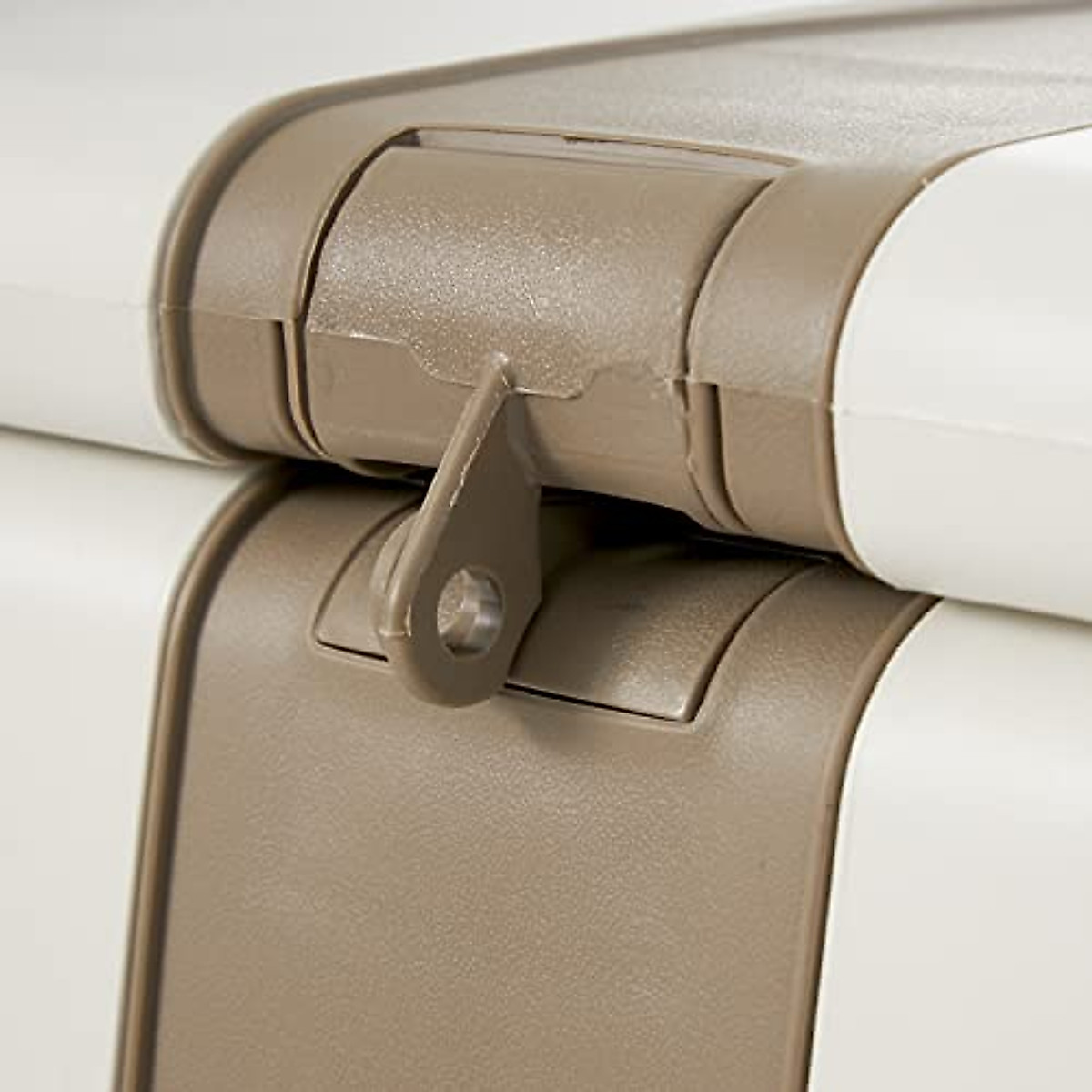 Homeplast Bold Indoor Outdoor Plastic Storage Trunk Resin Deck Box for Storing Pillows, Patio Cushions, and Firewood, 79 Gallon Capacity, Beige/White