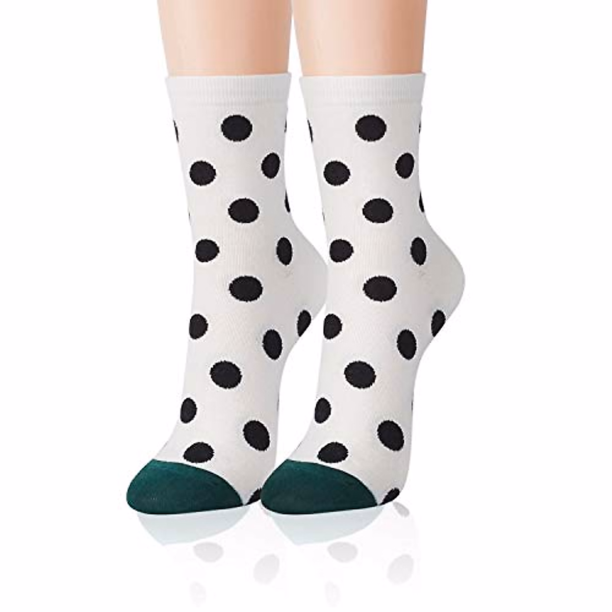 kikiya socks Women Crew | 4-6 Pairs Smiley Face Print Red Heart Preppy Design Fruit Graphic Cute Girls Cotton Socks | US 6-8