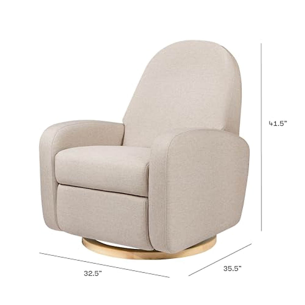 Babyletto Nami Recliner and Swivel Glider in Performance Beach Eco-Weave with Light Wood Base, Water Repellent & Stain Resistant, Greenguard Gold and CertiPUR-US Certified