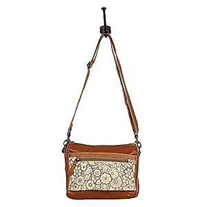 Myra Bag Peach n' Bleach Upcycled Canvas & Leather Crossbody Bag S-1569