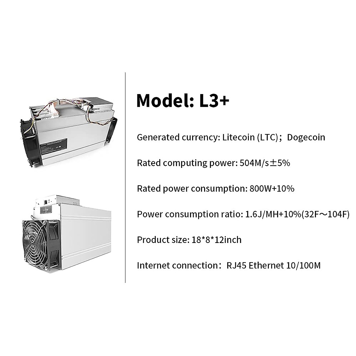 AntMiner L3+ ~504MH/s @ 1.6W/MH ASIC Litecoin Miner,Renewed Miner,HUI YOU Professional Miner Supplier, FBA Shipping