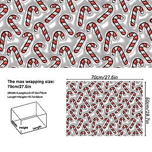 Dtiafu 3D Inflated Puff Candy Cane Wrapping Paper - Metallic Sliver Christmas Decoration - 6 Pcs Gift Wrapping Paper for Xmas Holiday