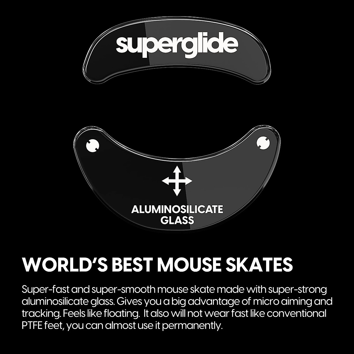 Pulsar Gaming Gears Superglide - Fastest and Smoothest Mouse Feet/Skates Made with Ultra Strong Flawless Glass Super Fast Smooth and Durable Sole for Zowie FK/ZA/S Series (No ZA13) [Black]