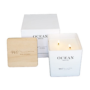 ME Mini-Escapes - 14 Oz Ocean Scented Candle Soy Wax with Inspirational Quote - Fragrant Blend of Bergamot, Cedarwood & Saffron - Aromatherapy Candles for Relaxation & Stress Relief