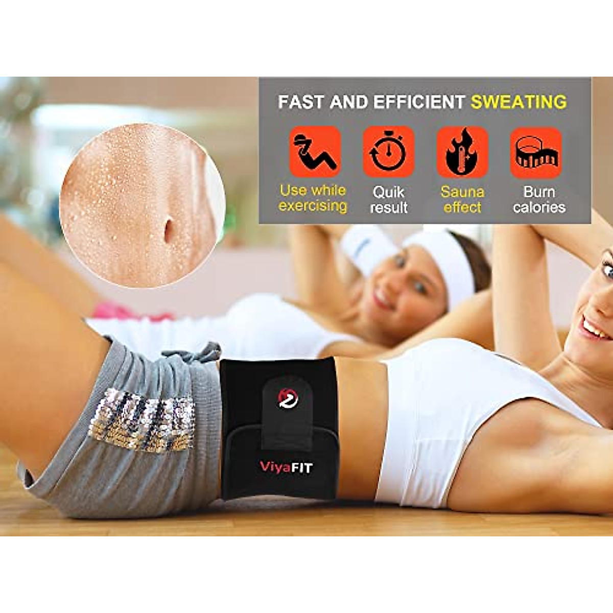 Viyafit Waist Trimmer Belt, Premium Waist Trainer for Women & Men Weight Loss Red