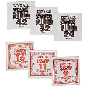 Ernie Ball Super Slinky Stainless Steel Electric Guitar Strings, 9-42 Gauge (P02248)