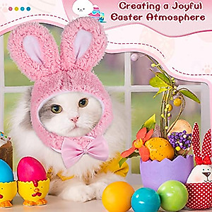 20 Pcs Easter Costume Set Bunny Ears Costume for Dogs Cats 10 Bunny Rabbit Hat with Ears Bunny Ears Pet Headband 10 Bowtie Collar Hats for Cats Small Dogs Costume Accessory