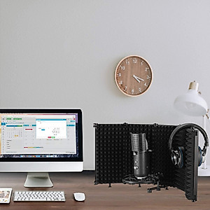 Bomaite Broadcast Studio Adjustable Angle Foldable Noise Reduction Sound Absorbing Microphone Wind Screen Shield