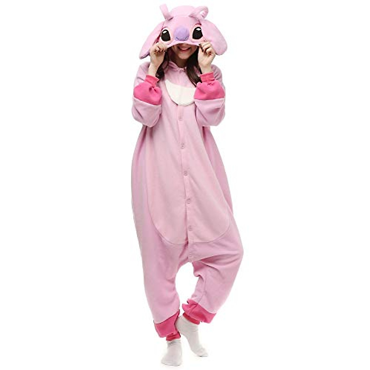 TSMY GLADCOS Halloween Costumes Unisex Pyjamas Stitch Onesie Pajamas Adult Large Pink