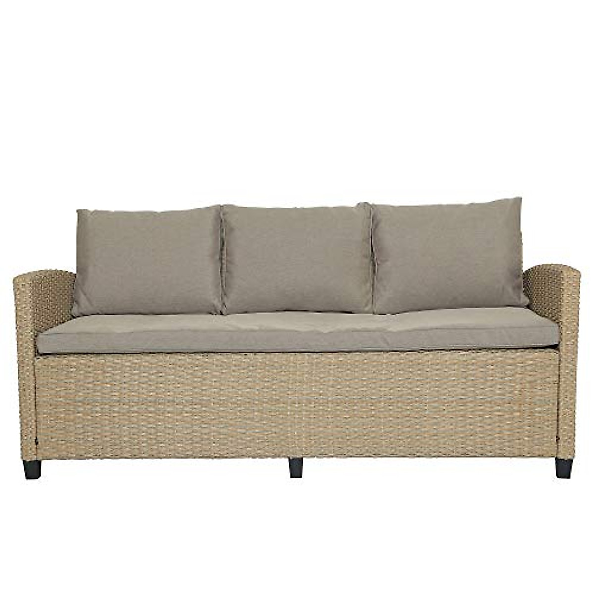 HHOK 6 Pieces Patio Furniture, Outdoor Sectional Sofa PE Rattan Table, Chair and Stools for Porch Lawn Garden Backyard, K-Brown Wicker Conversation Sets