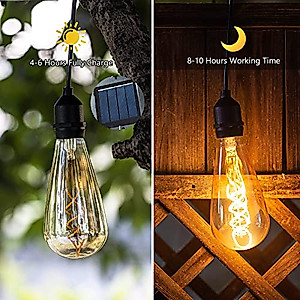 Hanging Solar Lights Glass Edison Bulbs Solar Powered Lantern Outdoor Waterproof LED Garden Decorative Light for Patio Yard Tree (1-Pack)