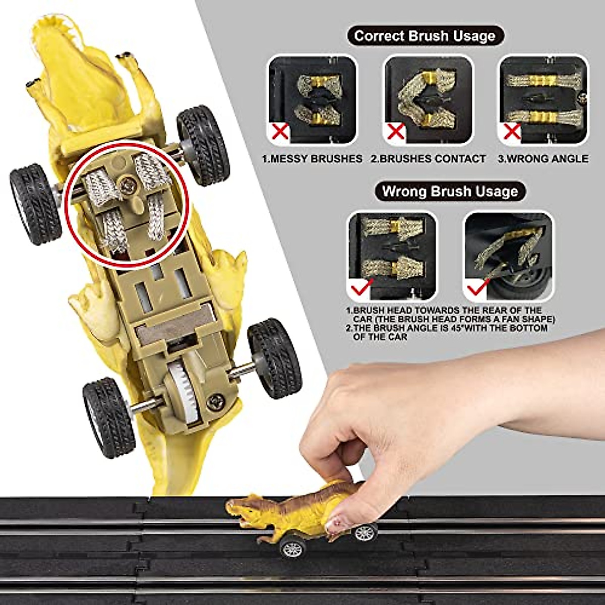Electric Slot Car Race Track Sets for Boys Age 8-12, Including 2 Dinosaur Cars 2 Hand Controllers, Electric Dinosaur Racing Tracks for Kids, Gift Toys for Children Over 8 Years Old