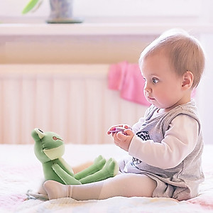 CAZOYEE Soft Frog Plush Stuffed Animal, Long-Leg Plush Frog Doll, Cute Stuffed Frog Plushies Gift for Kids, Creative Plush Frog Decoration, 8.8" (Heart)