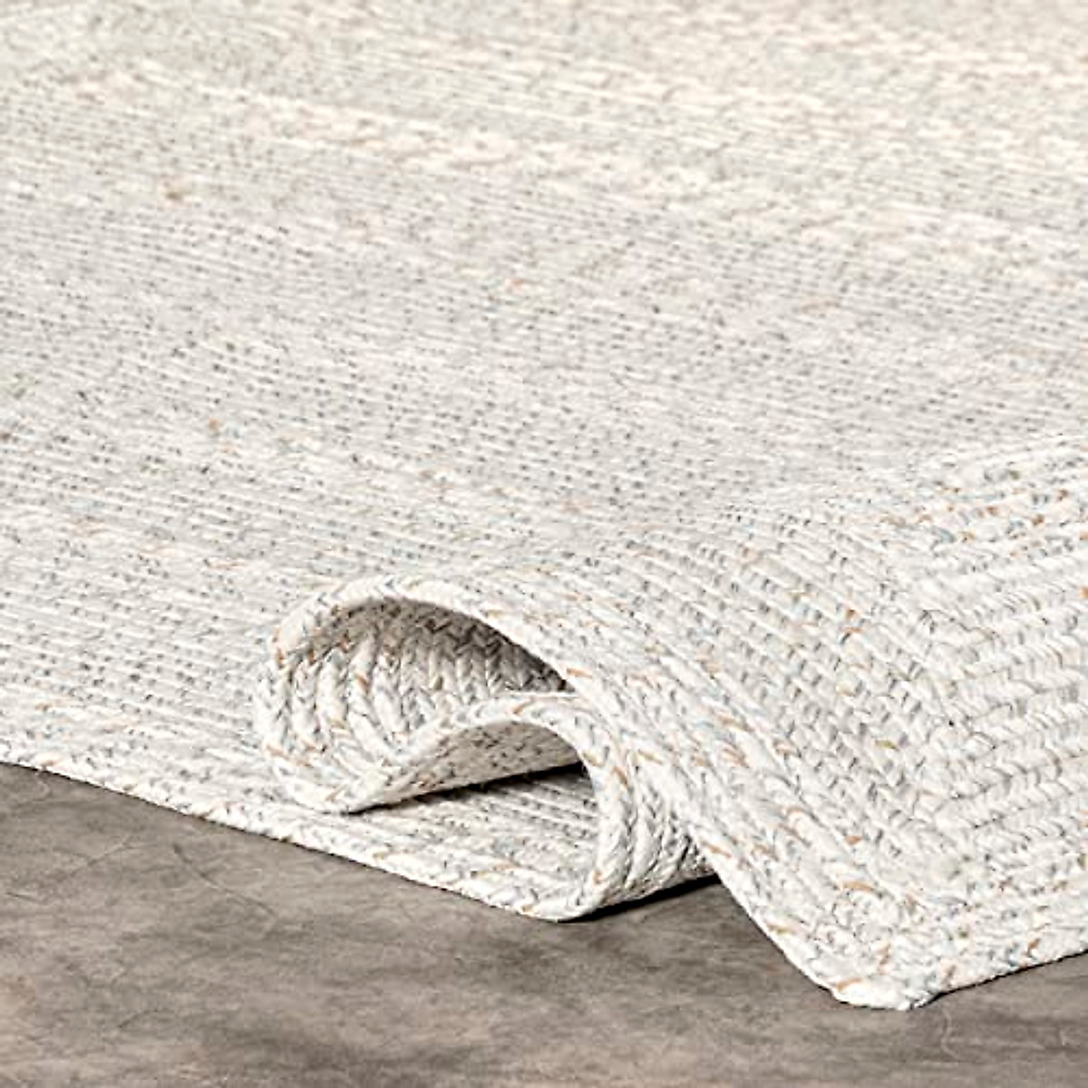 nuLOOM Rowan Braided Texture Indoor/Outdoor Area Rug, 6' Round, Ivory