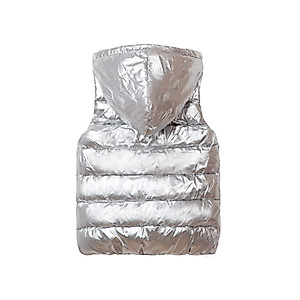 Mud Kingdom Toddler Kids Hooded Vests Jackets Zip-up Lightweight Casual Warm Autumn Winter Silver White 4T